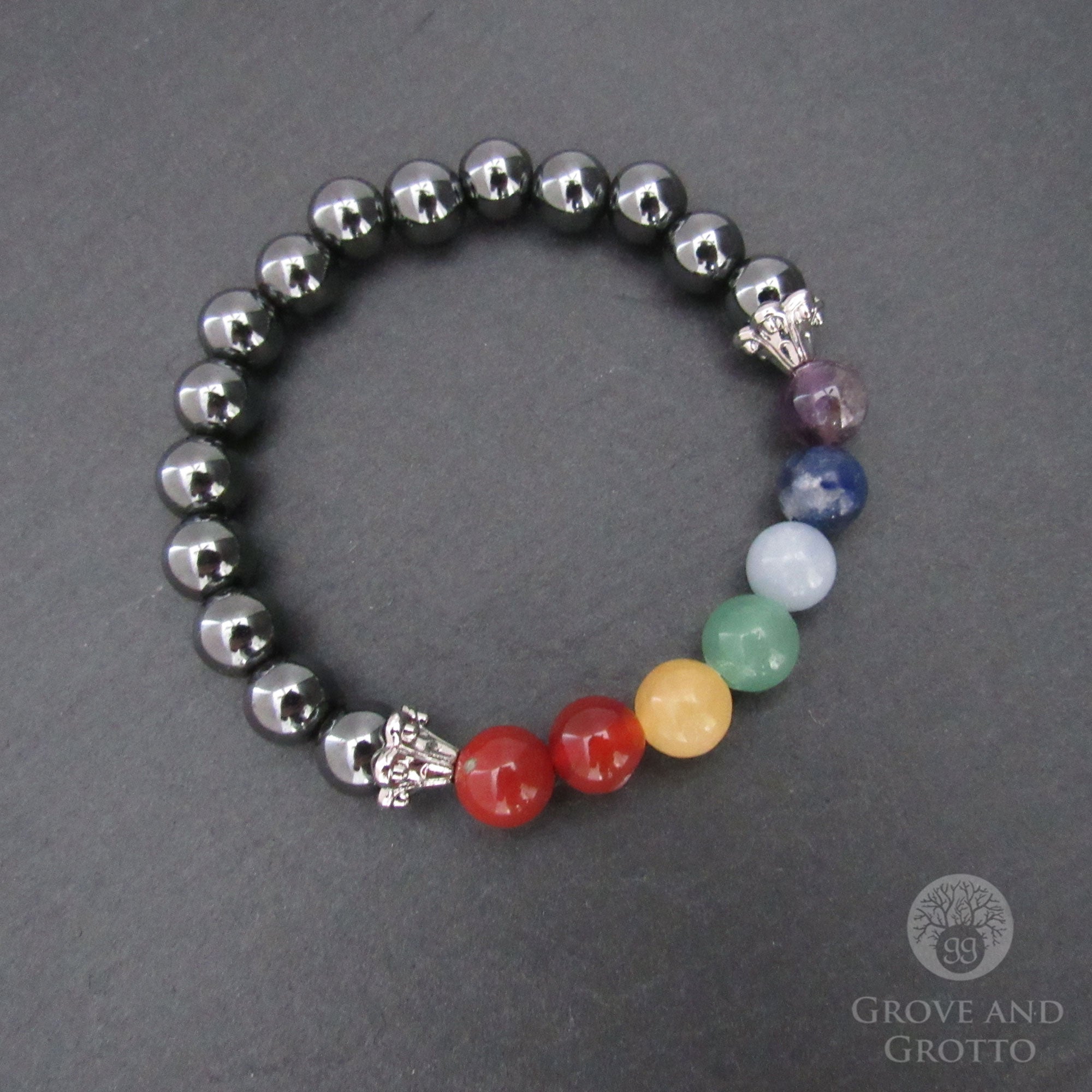 Seven Chakras Bracelet with Hematite – Grove and Grotto