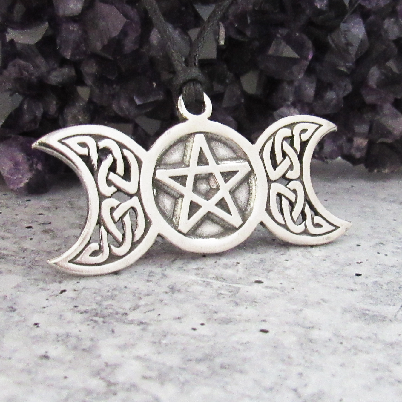 Large Triple Moon and Pentagram Pendant – Grove and Grotto