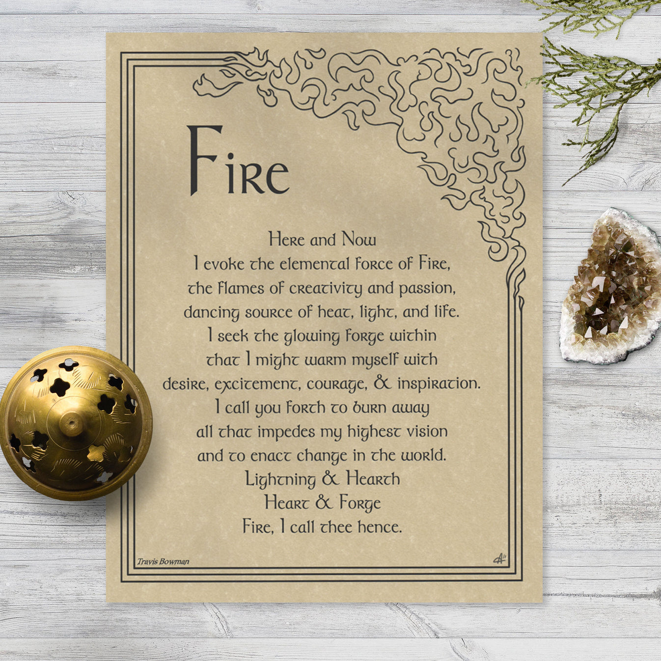 Fire Evocation Parchment Poster (8.5" x 11") – Grove and Grotto
