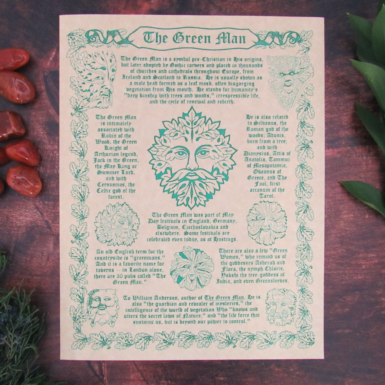 Green Man Parchment Poster (8.5" x 11") – Grove and Grotto