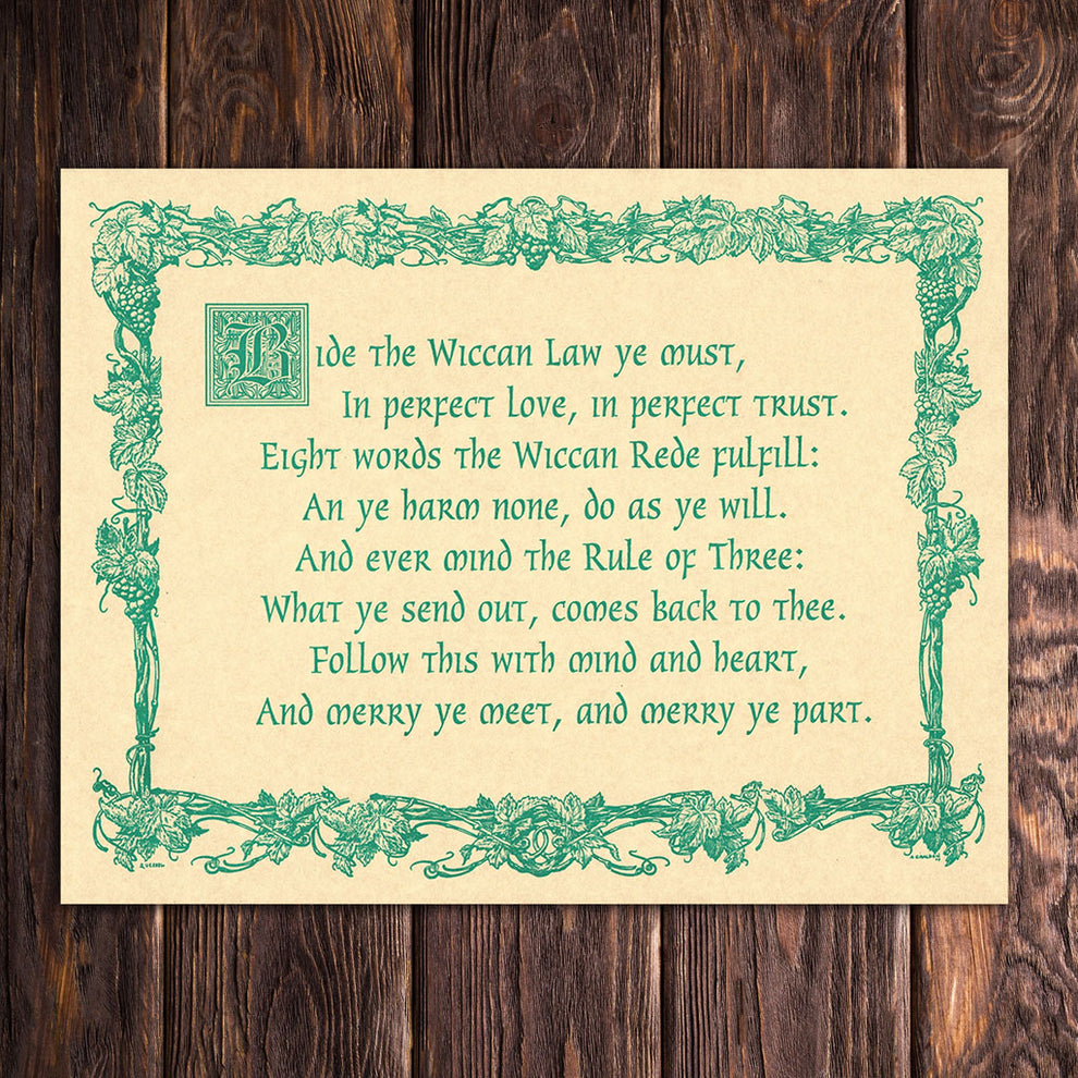 Wiccan Rede (Short Poem) Parchment Poster (8.5" x 11") – Grove and Grotto