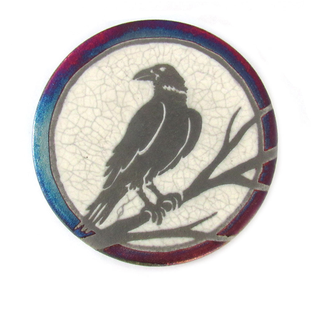 Raven Raku Altar Tile (4 Inches) – Grove and Grotto