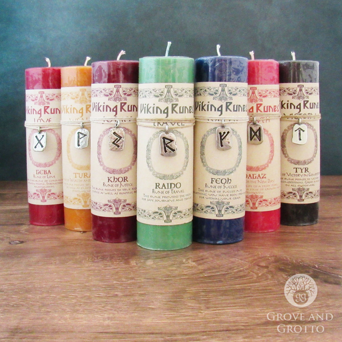 Viking Rune Pillar Candle with Parz (Mystery) Pendant – Grove and Grotto