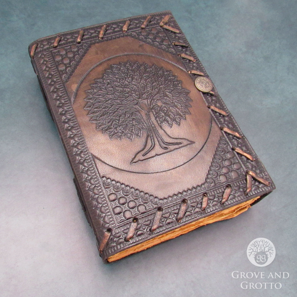 Tree of Life Leather Journal with Aged Paper – Grove and Grotto