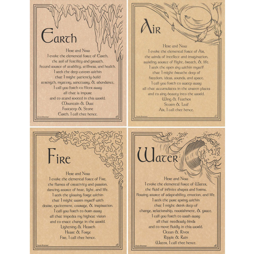 Set of Four Elements Parchment Posters (8.5" x 11") – Grove and Grotto