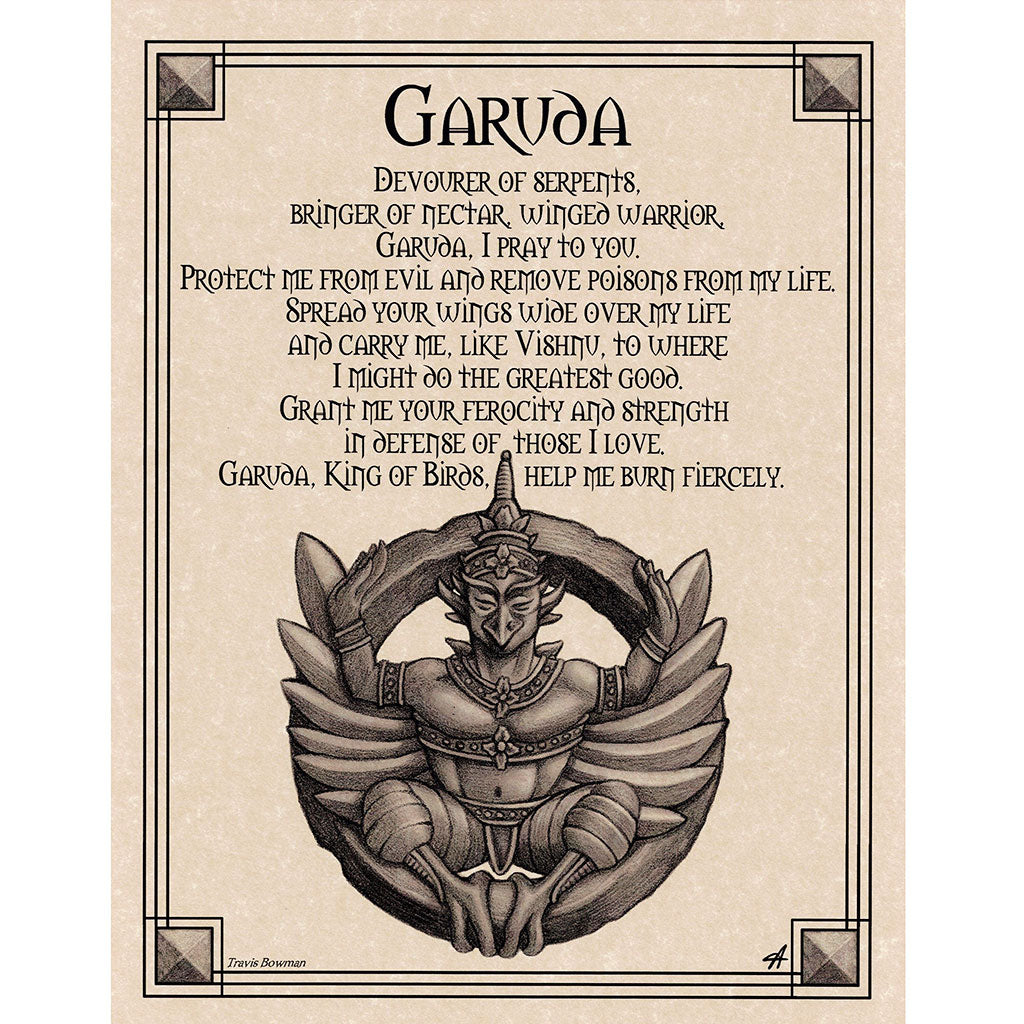 Garuda Prayer Parchment Poster (8.5" x 11") – Grove and Grotto