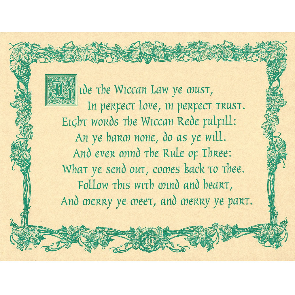 Wiccan Rede (Short Poem) Parchment Poster (8.5" x 11") – Grove and Grotto