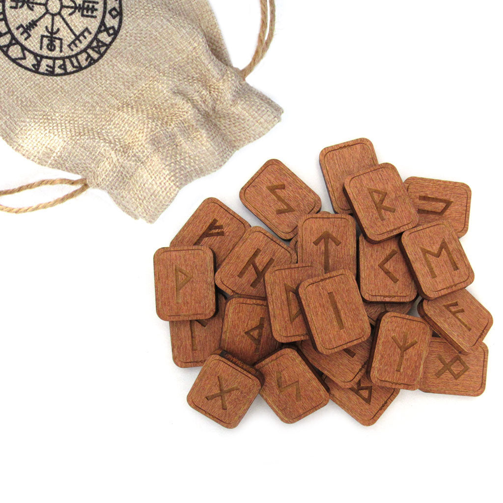 Wooden Rune Set with Printed Bag – Grove and Grotto