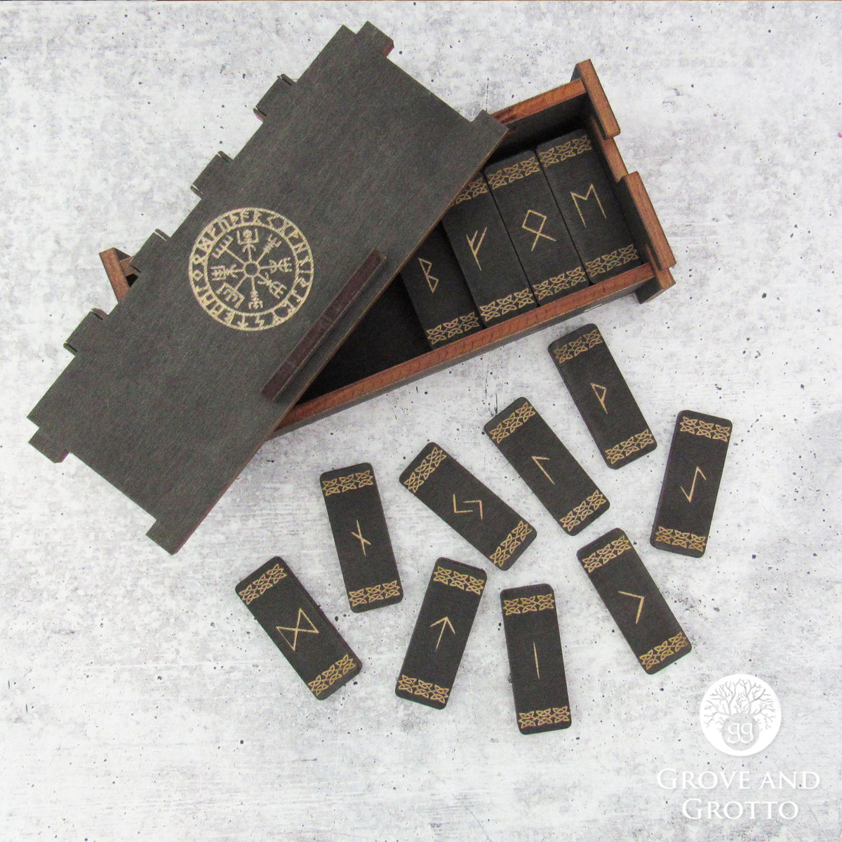 Elder Futhark Rune Staves in Wood Box – Grove and Grotto